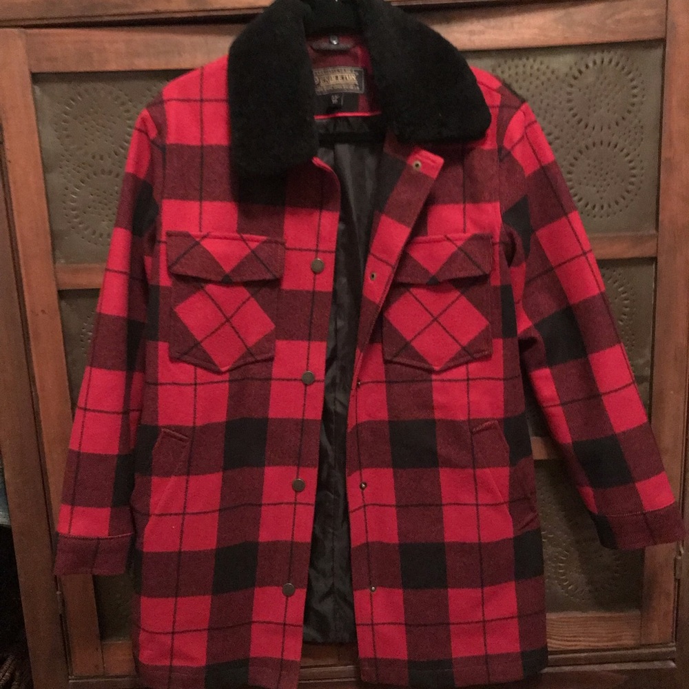 Pendleton Buffalo Check Wool Shearling Coat - Gem